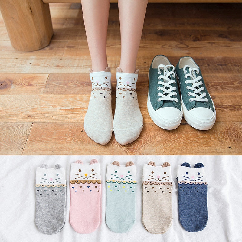 5 paires de socquettes originales en coton pour femmes et adolescentes ...